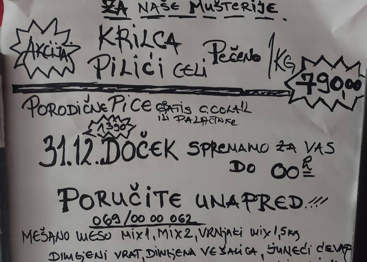Speisekarte von Dobra klopa Velja GOČIĆ restaurant, Vrnjačka Banja