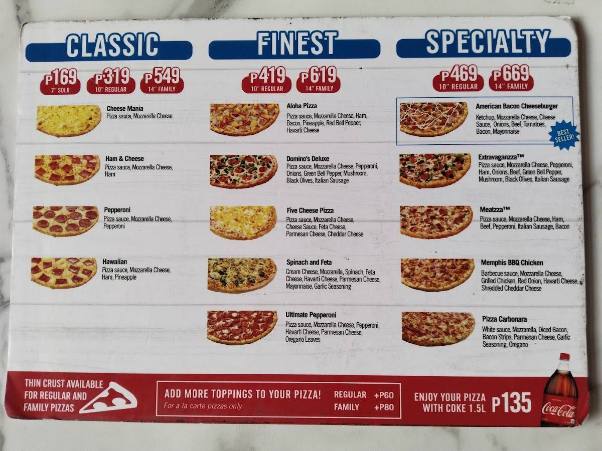 Carta del restaurante Domino's Pizza- Mabalacat, Mabalacat