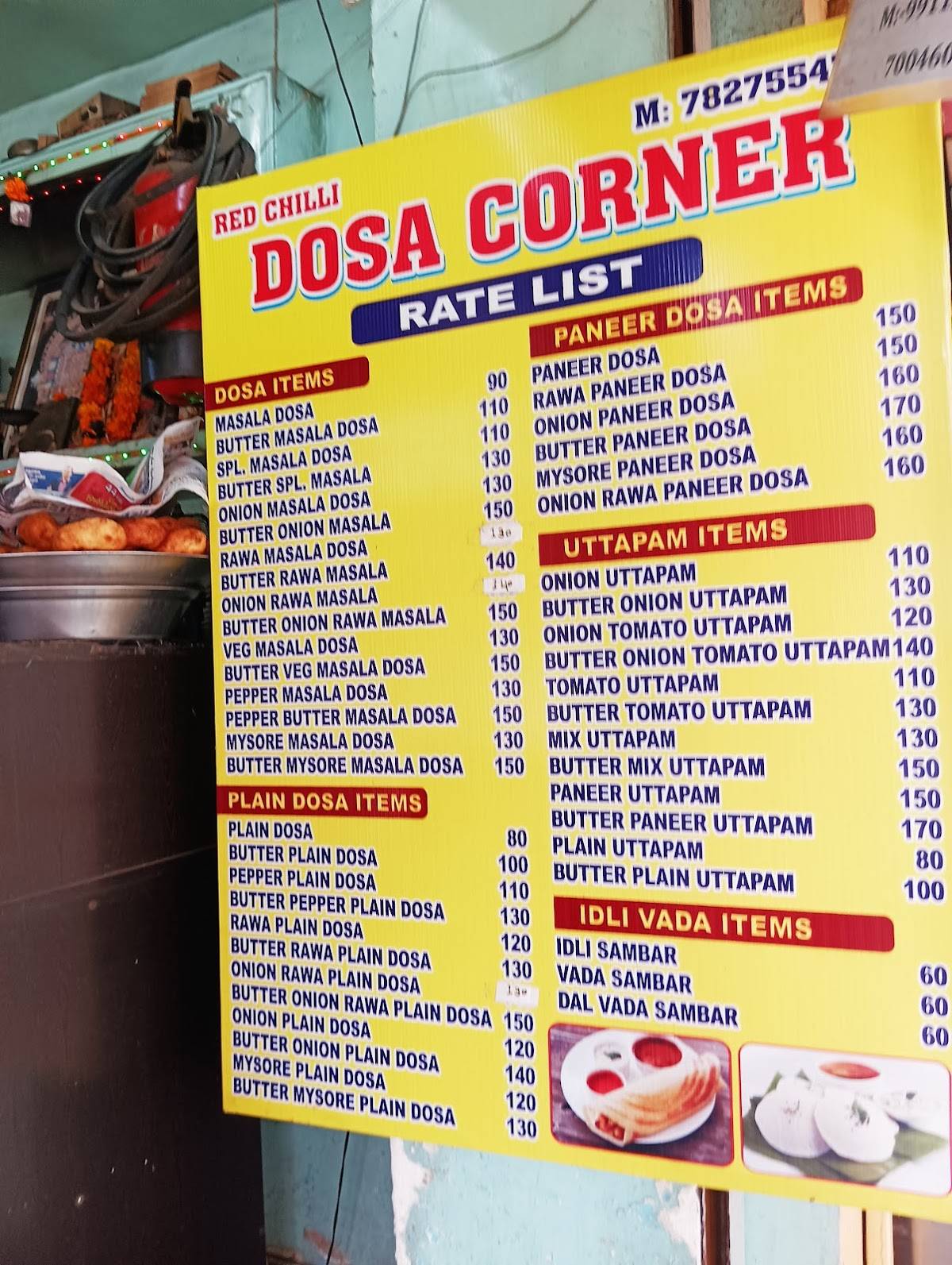 Menu at Dosa Corner, Delhi, M6M3+27F