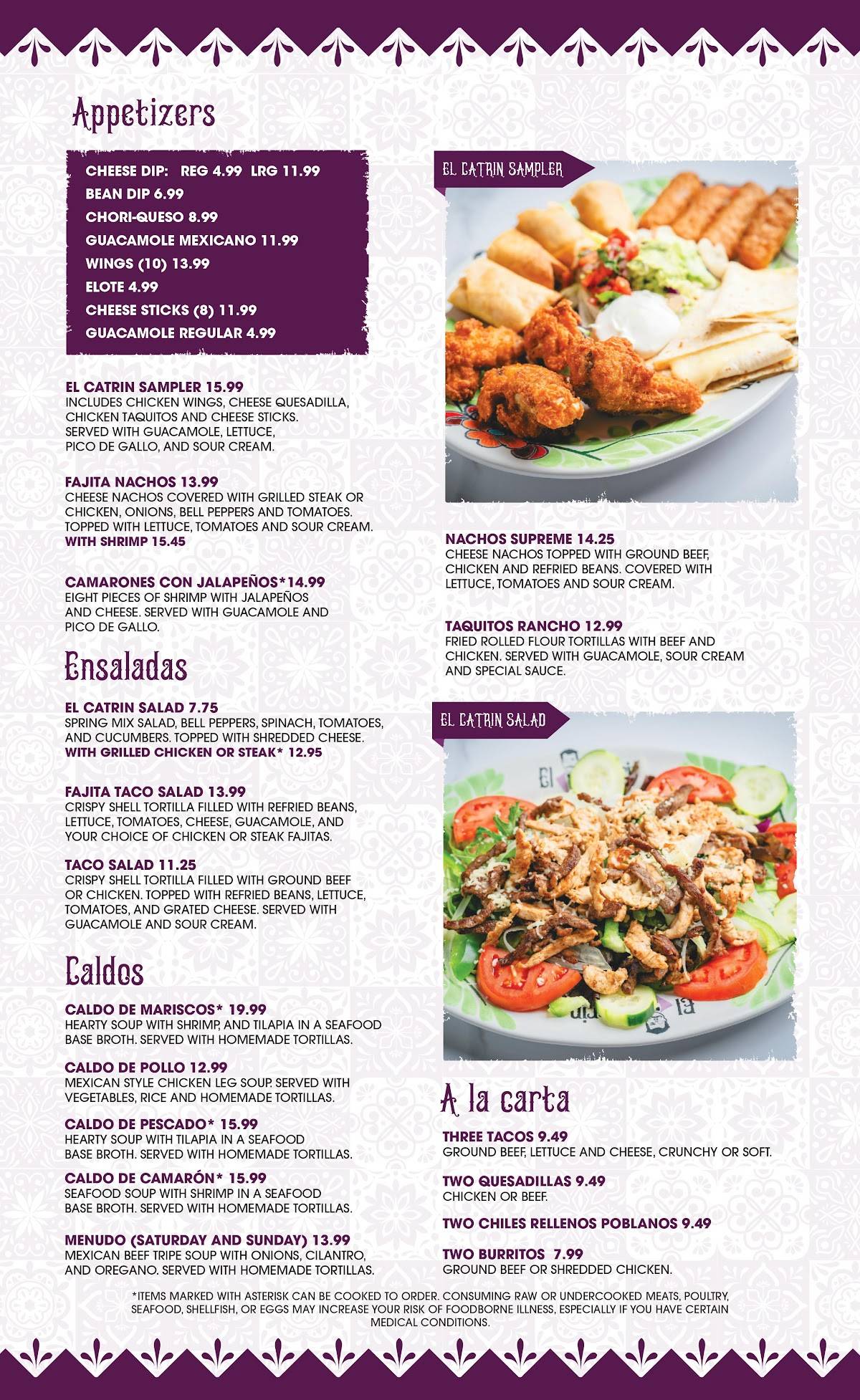 Menu at El Catrin Mexican Kitchen restaurant, Swansboro