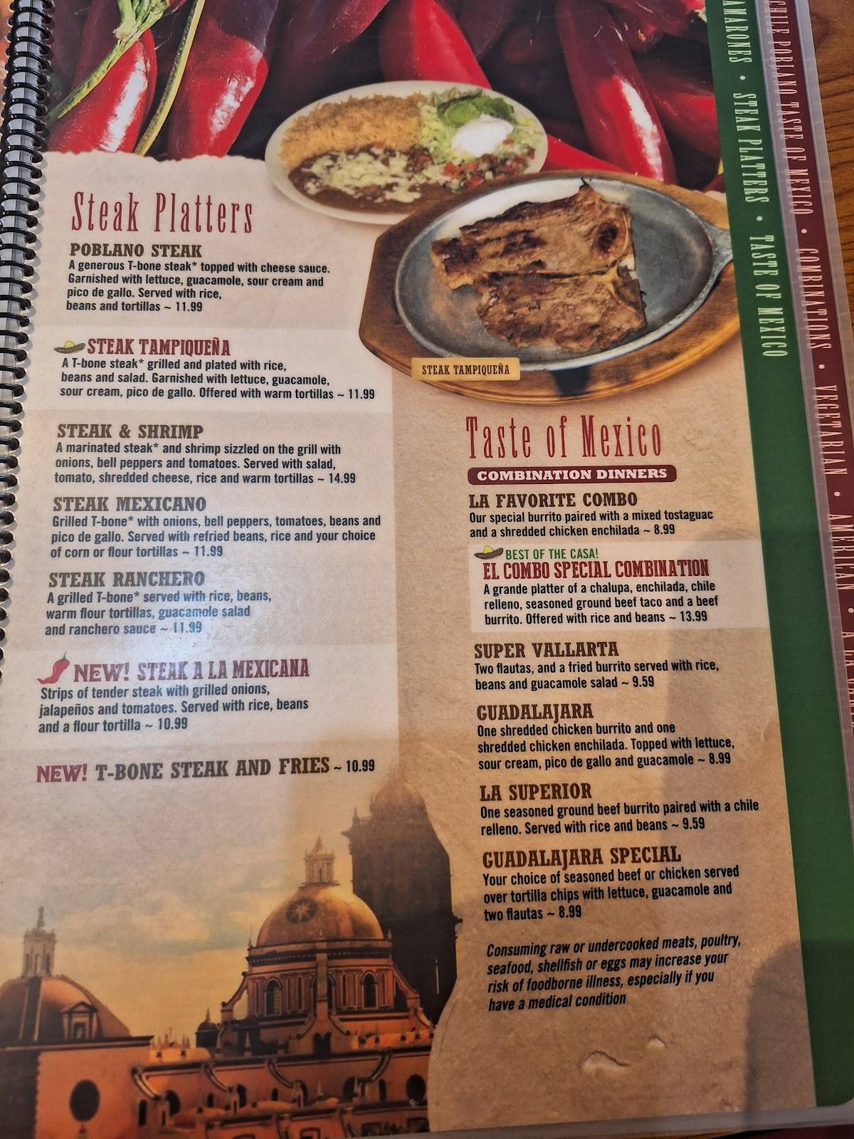 Menu at El Chile Poblano restaurant, Alexandria, S Park Ave