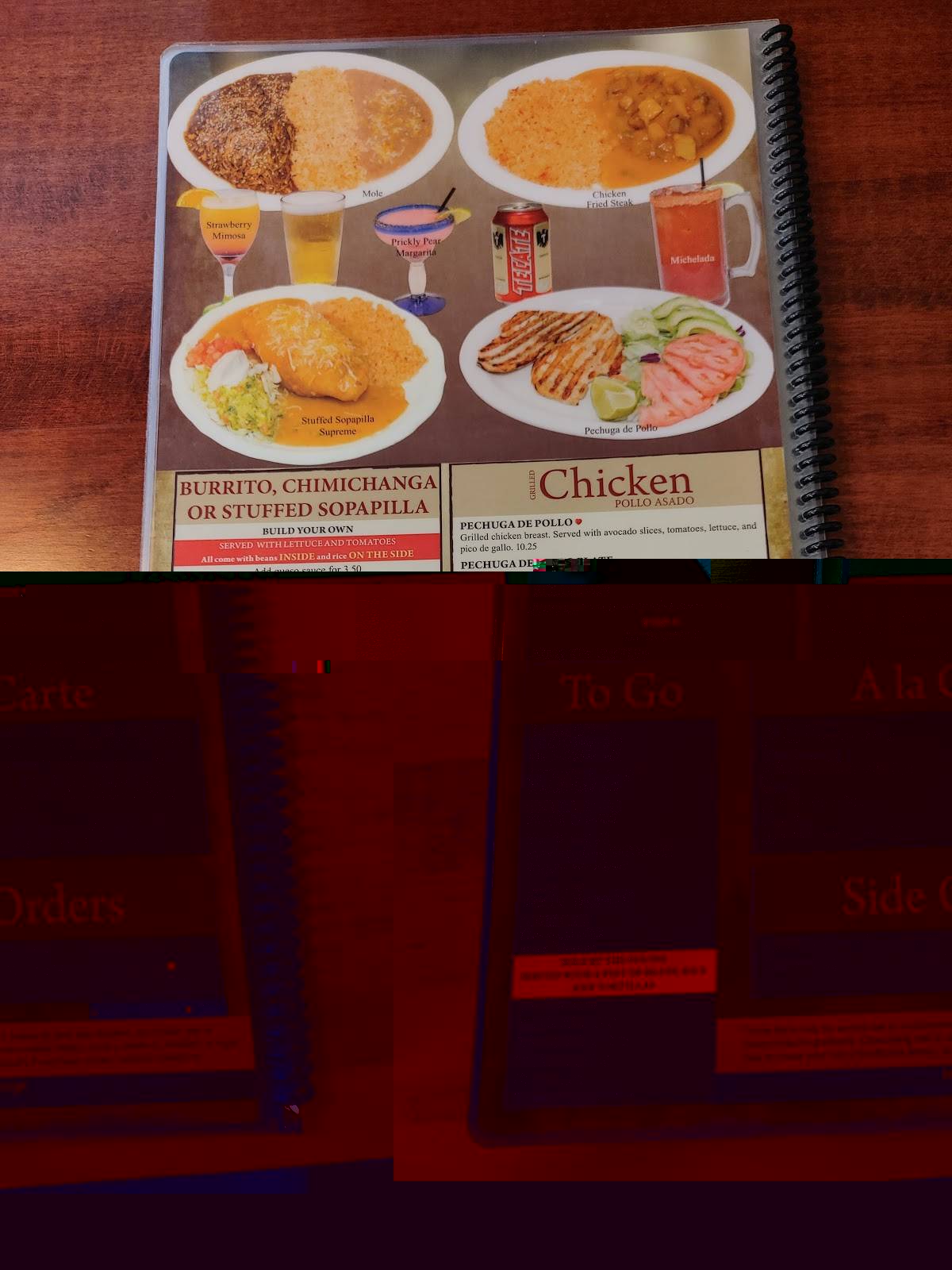 Menu at El Cielo restaurant, Loveland