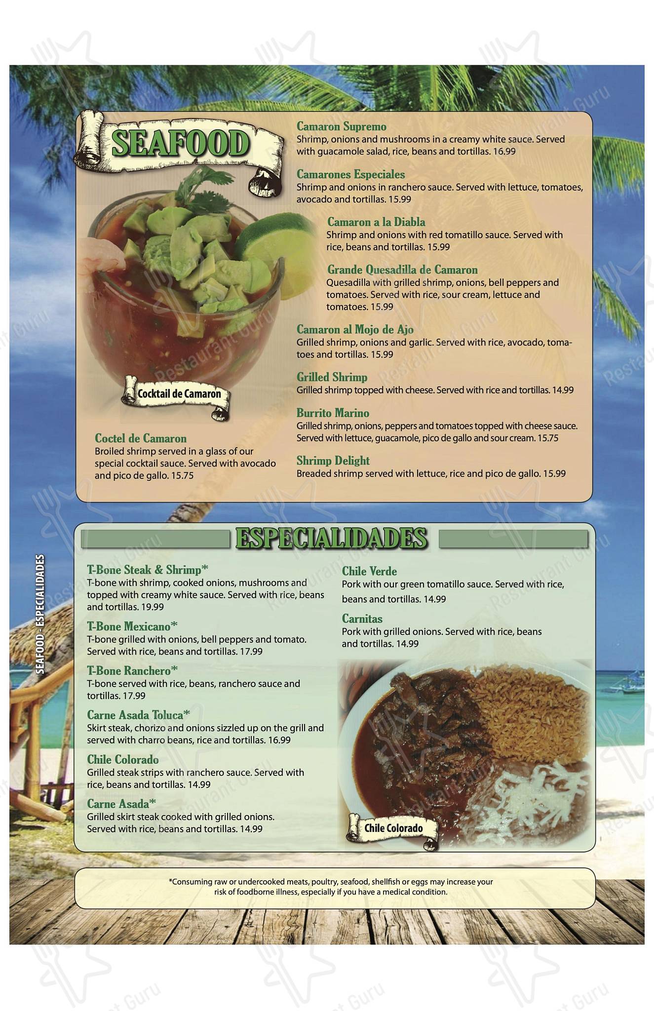 Menu at El Cozumel Mexican Grill restaurant, Burton