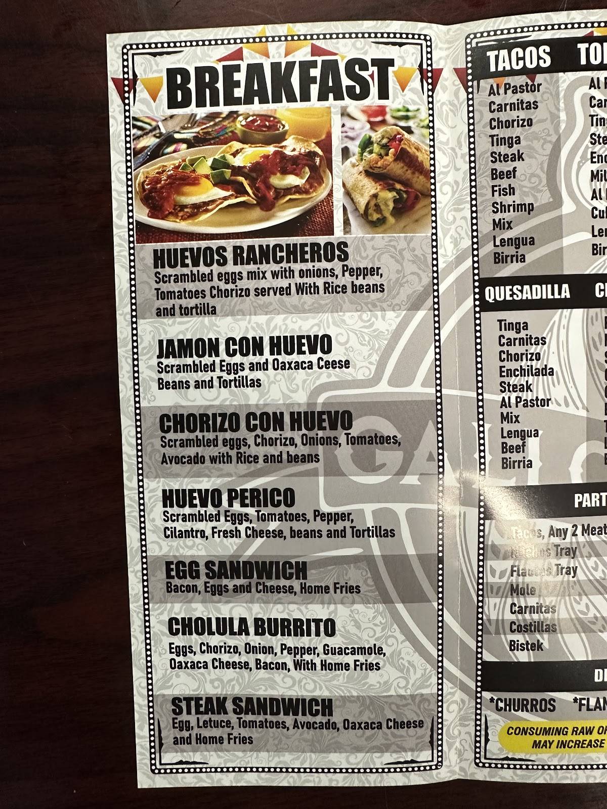 Carta del restaurante El Gallo De Oro, Waterbury