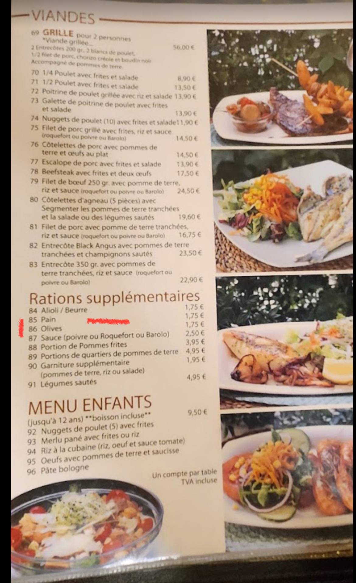 Carta de El Nilo Cafe, El Arenal