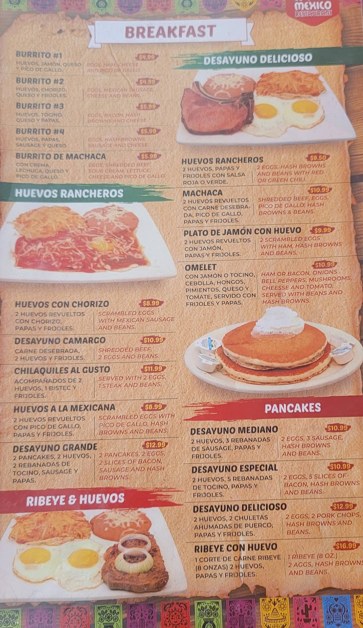 Menu at El Viva Mexico Restaurant, Albuquerque