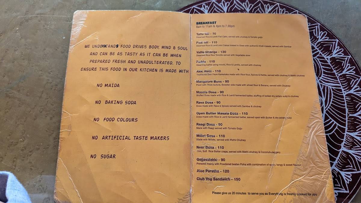 Menu at Elephant's High cafe, Bengaluru, Ragi to Raga