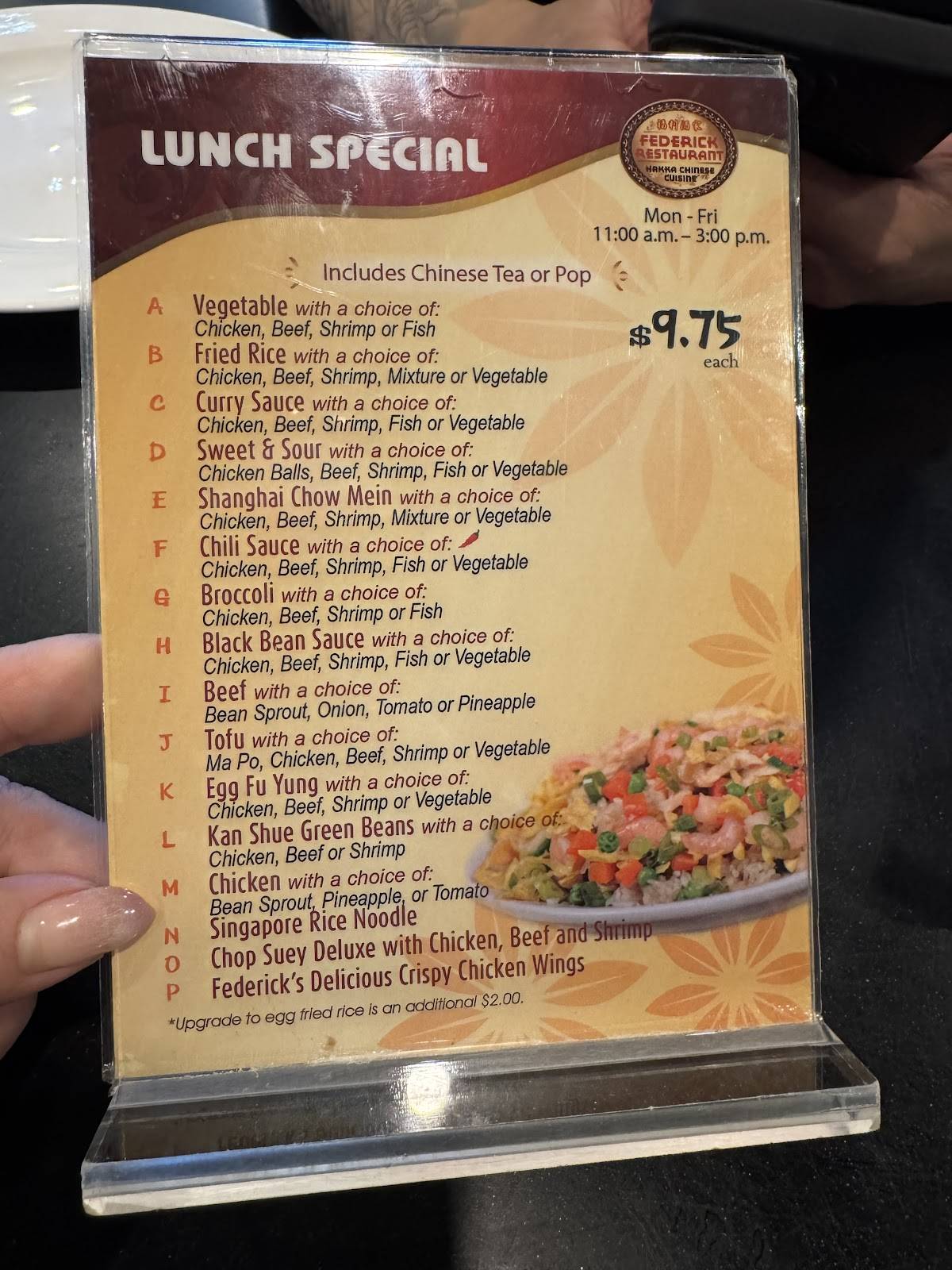 Menu at Federick Restaurant, Toronto, Ellesmere Rd