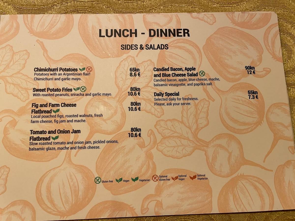 Menu at Fig Split restaurant, Split
