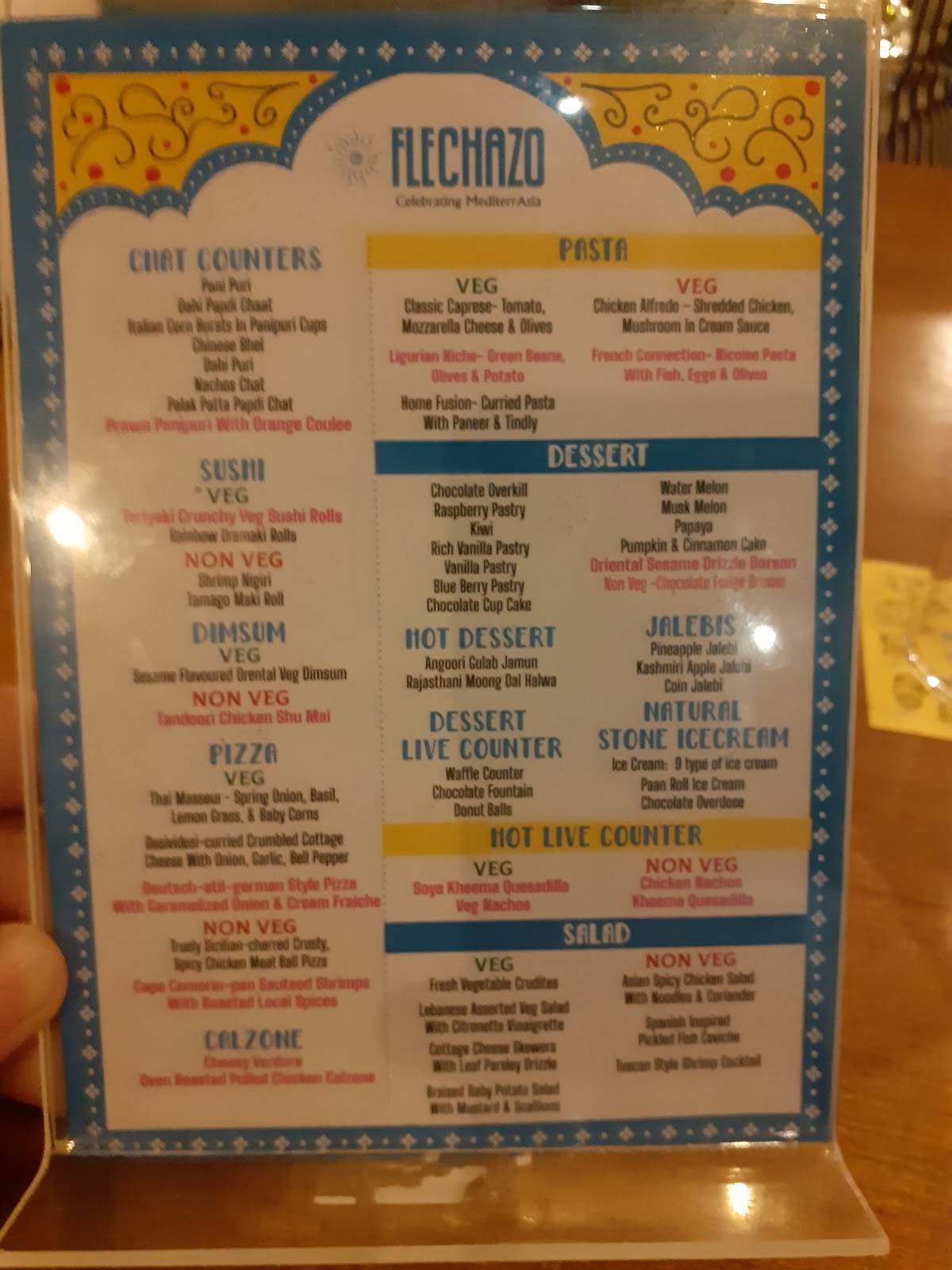 Menu at Flechazo Gachibowli, Hyderabad, Gachibowli Flyover