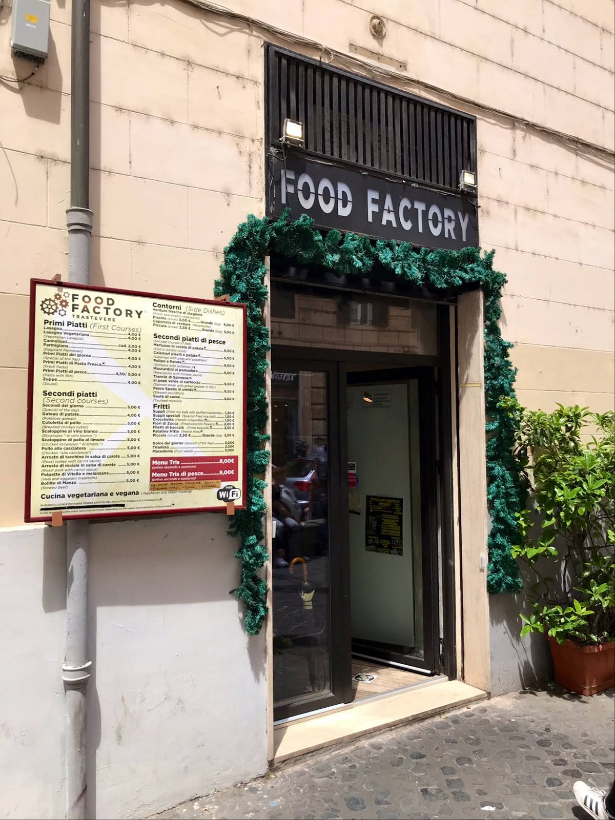 Menu at Food Factory Trastevere restaurant, Rome