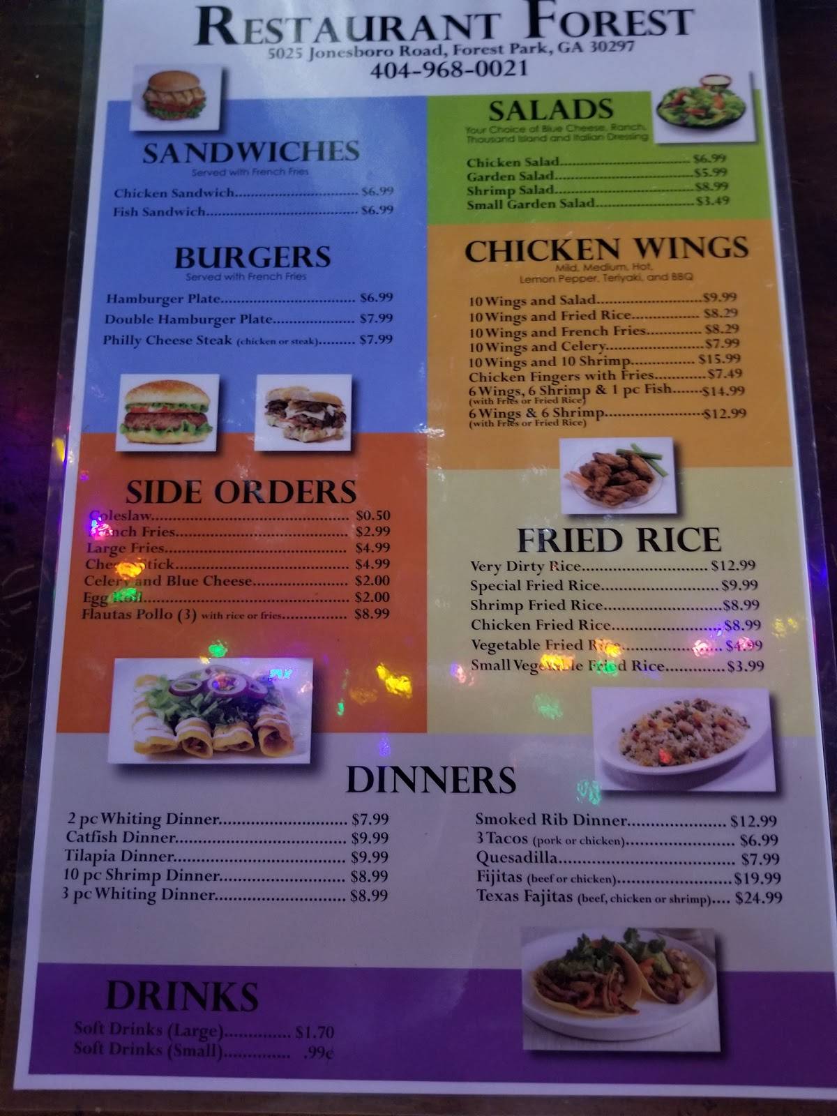 Menu at Restaurant Forest, Forest Park, Jonesboro Rd