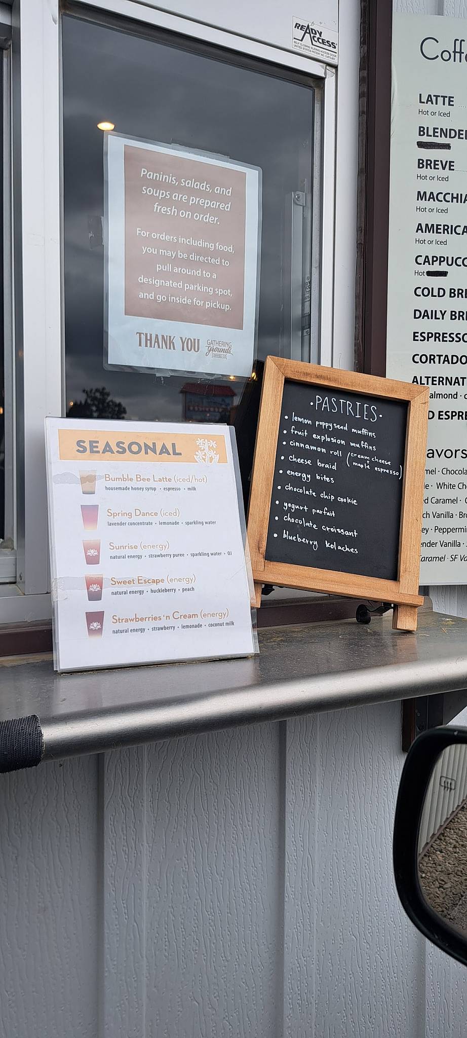 Menu at Gathering Grounds Coffee Co, Versailles