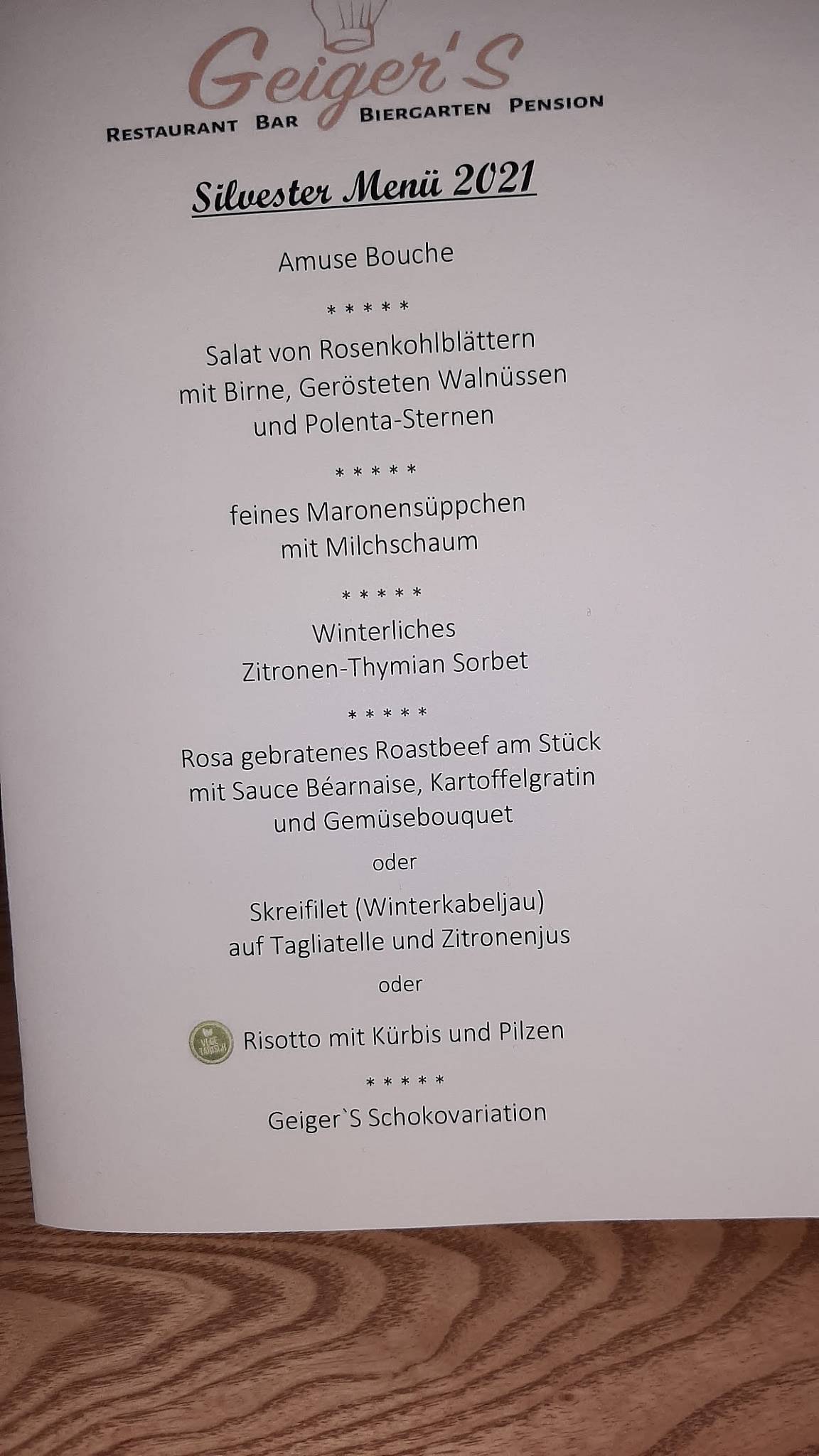 Speisekarte von Geiger'S Restaurant Stein, Stein
