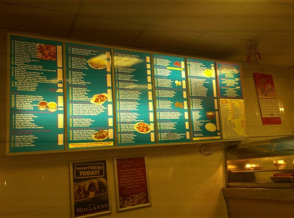 Menu at Golden Fish fast food, Bury, 121 Tottington Rd