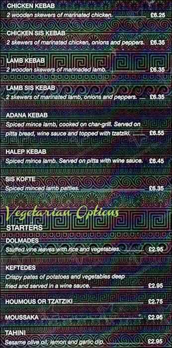Menu at Greek Golden Kebab restaurant, Glasgow, 34 Sinclair Dr