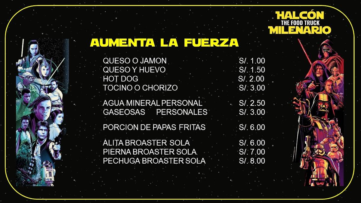 Carta del restaurante Halcón Milenario THE FOOD TRUCK, Breña