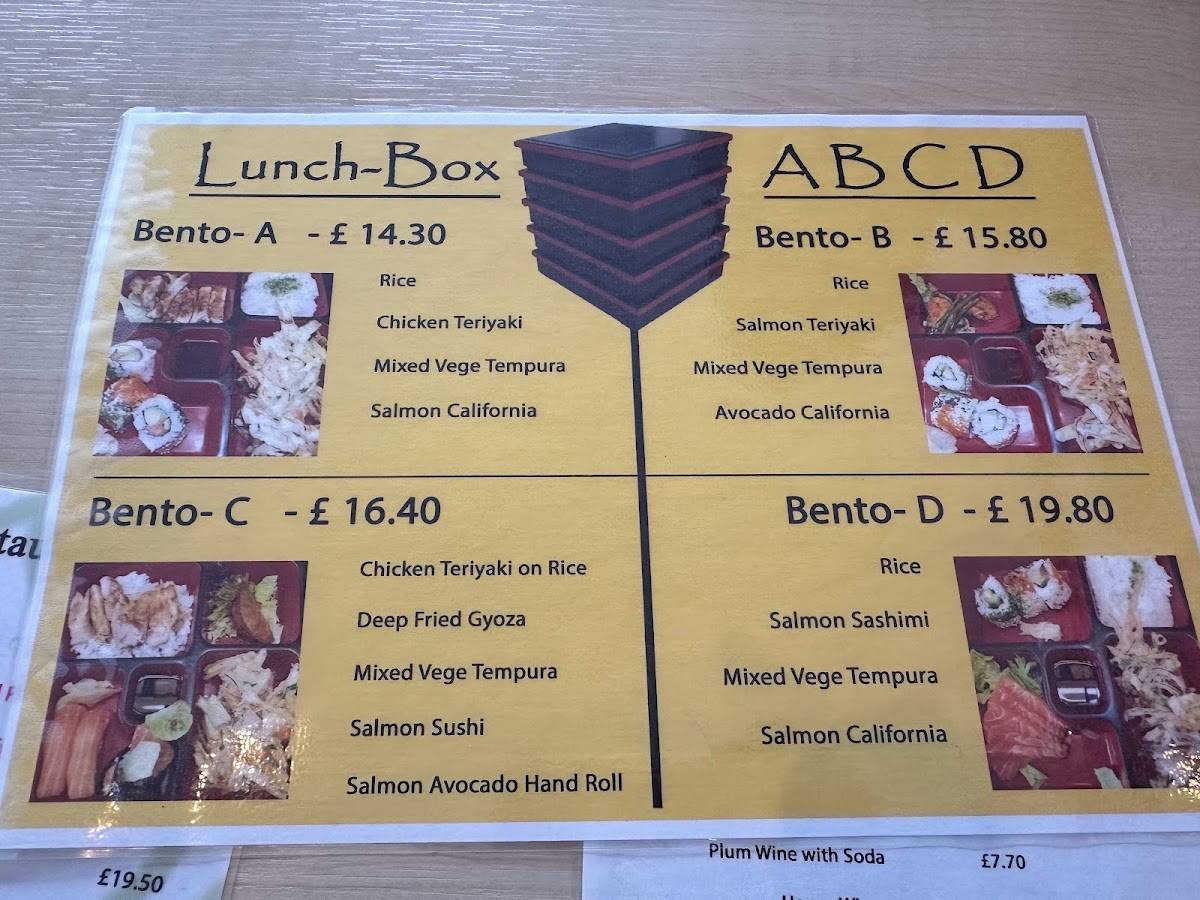 Menu at Hanako restaurant, Watford