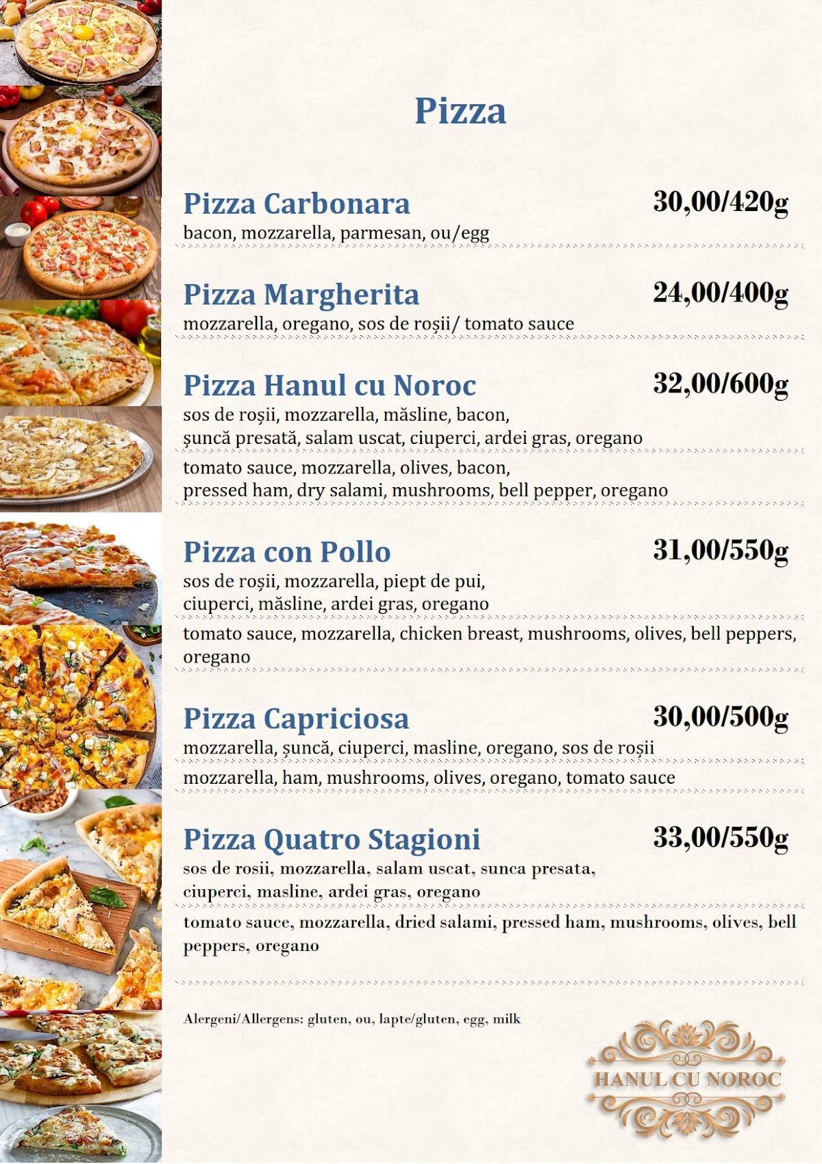 Menu at Hanul Cu Noroc, Alexandria, Strada Dunării 2L