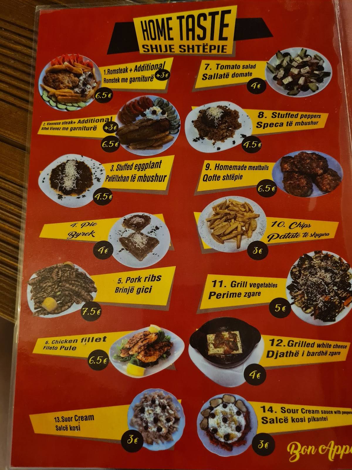 Speisekarte von Home Taste restaurant, Kreis Berat, Shatervani