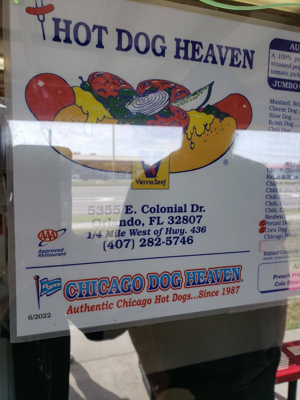 Menu at Hot Dog Heaven restaurant, Orlando