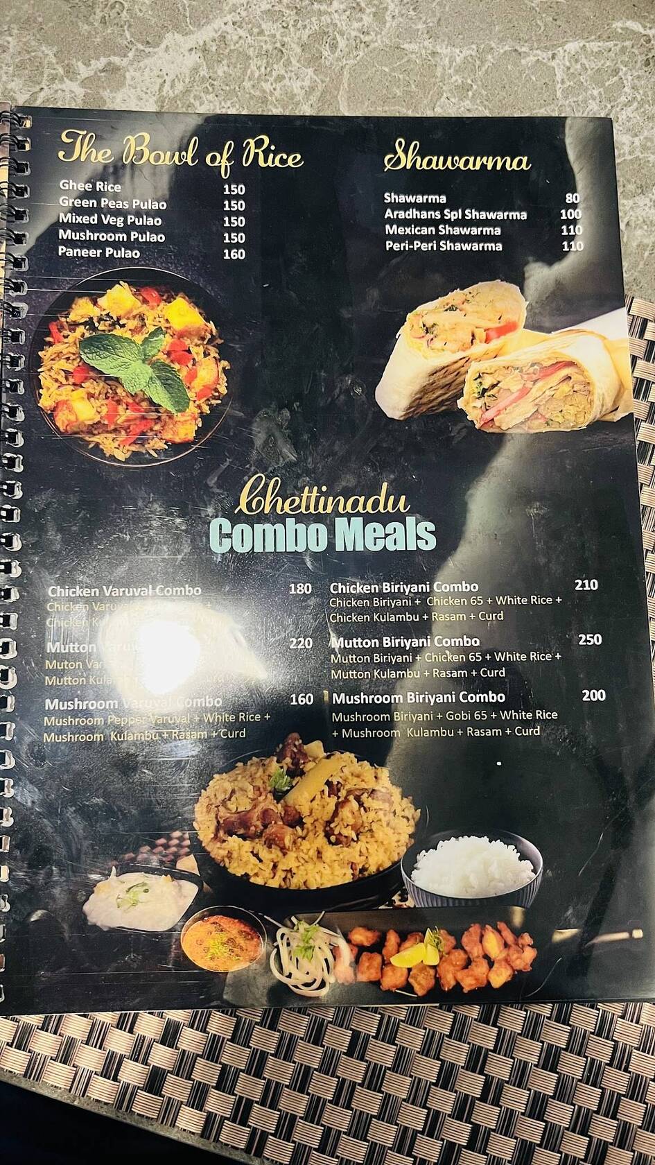 Menu at Aradhanas Restaurant, Coimbatore