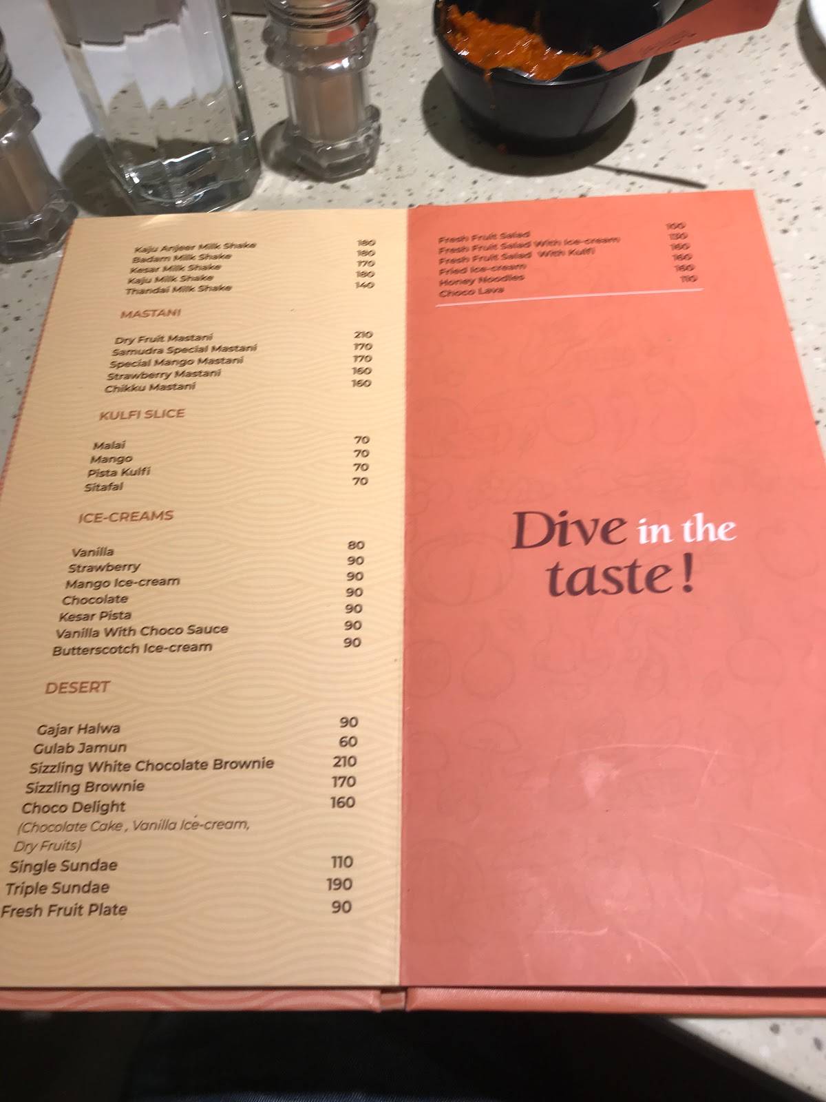 Menu at Hotel Samudra, Pune, Karve Road