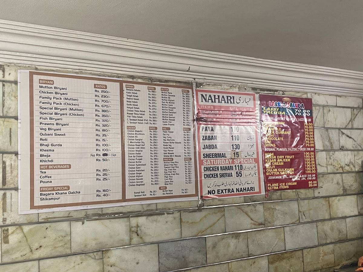 Menu at Hotel Shadab, Hyderabad, Madina Circle