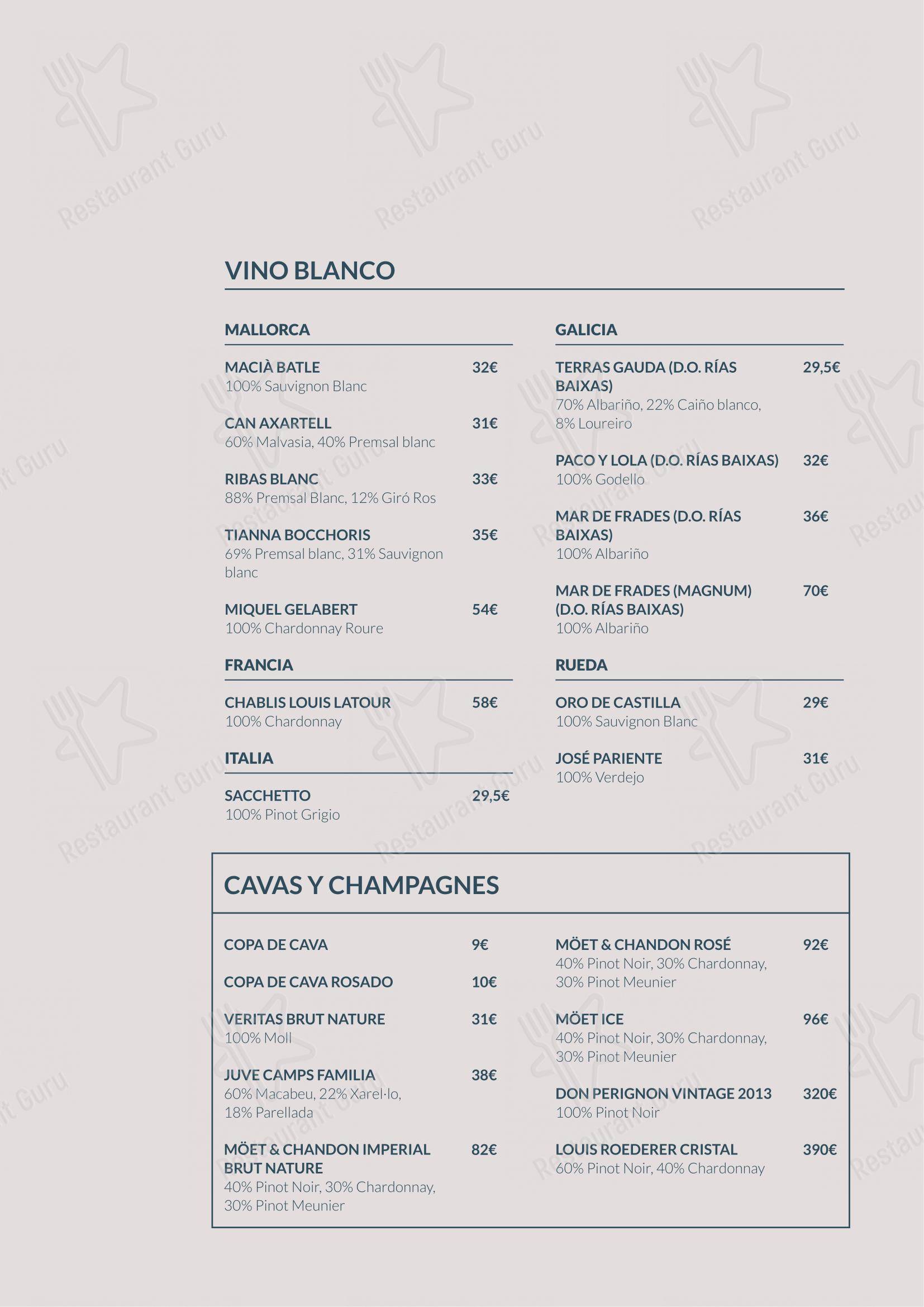 Menu at Restaurant Illeta, Es Camp de Mar