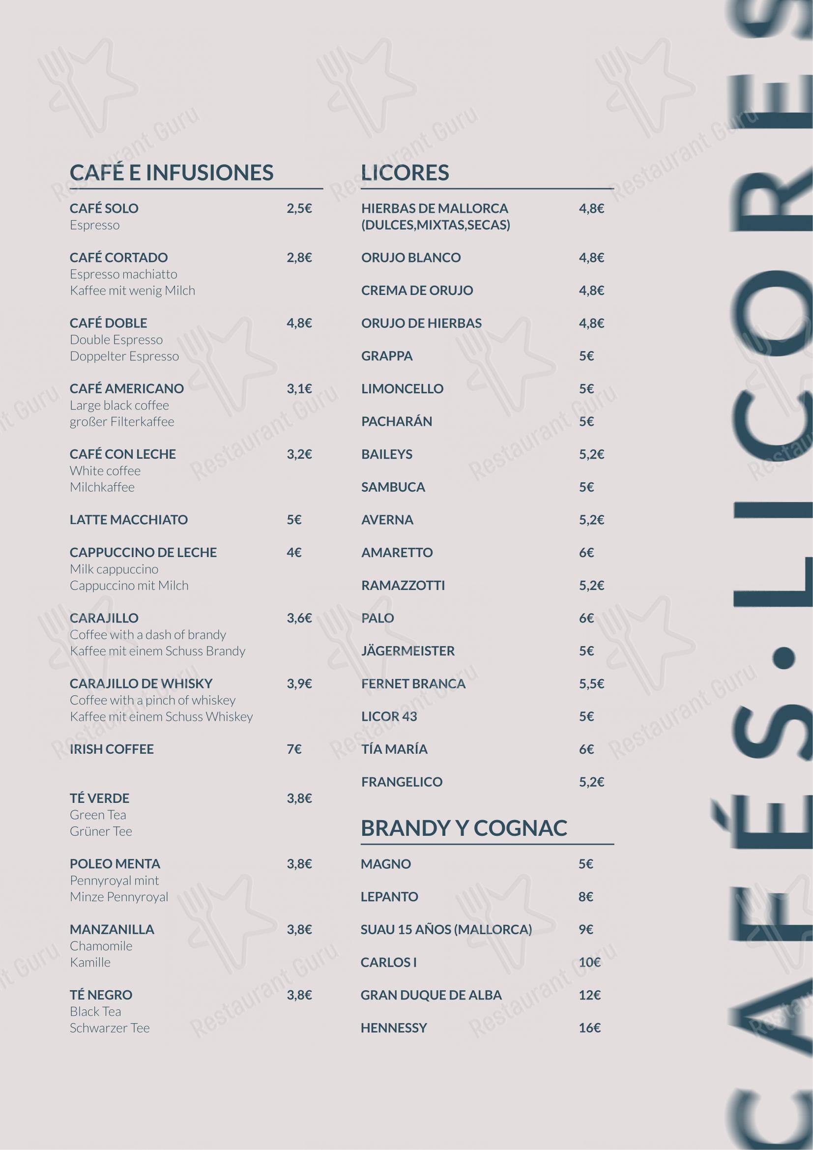 Menu at Restaurant Illeta, Es Camp de Mar