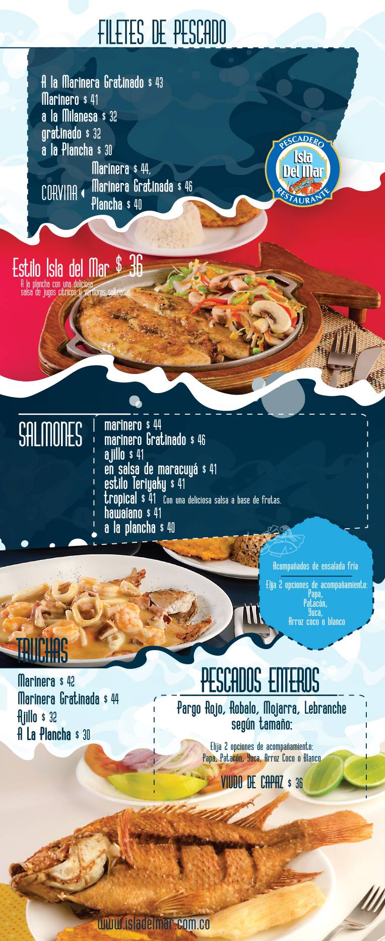 Carta del restaurante Isla del Mar San Andresito, Bogotá, Cl. 8a #36 76