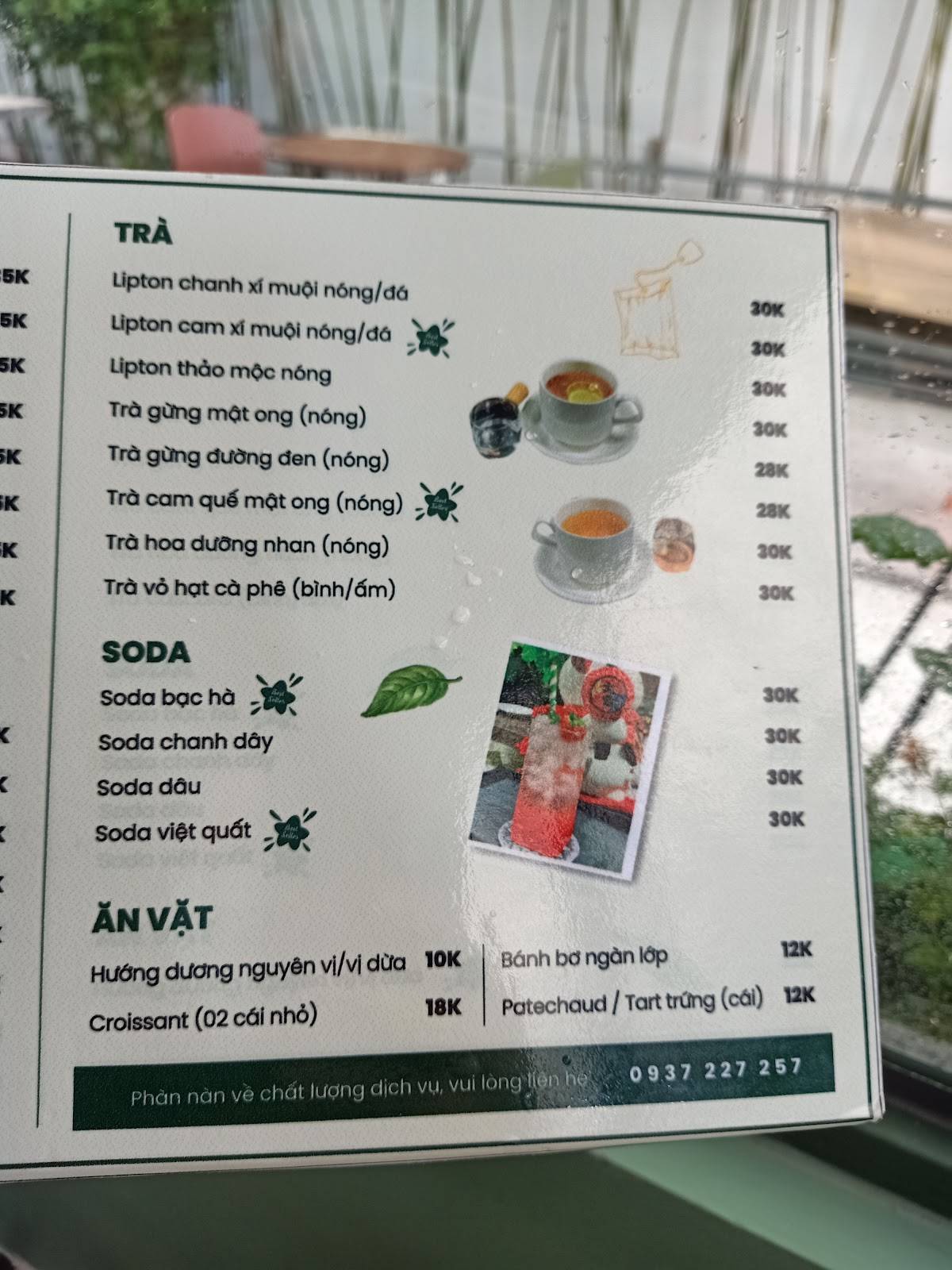 Carta de JADE CAFÉ, Phan Thiet