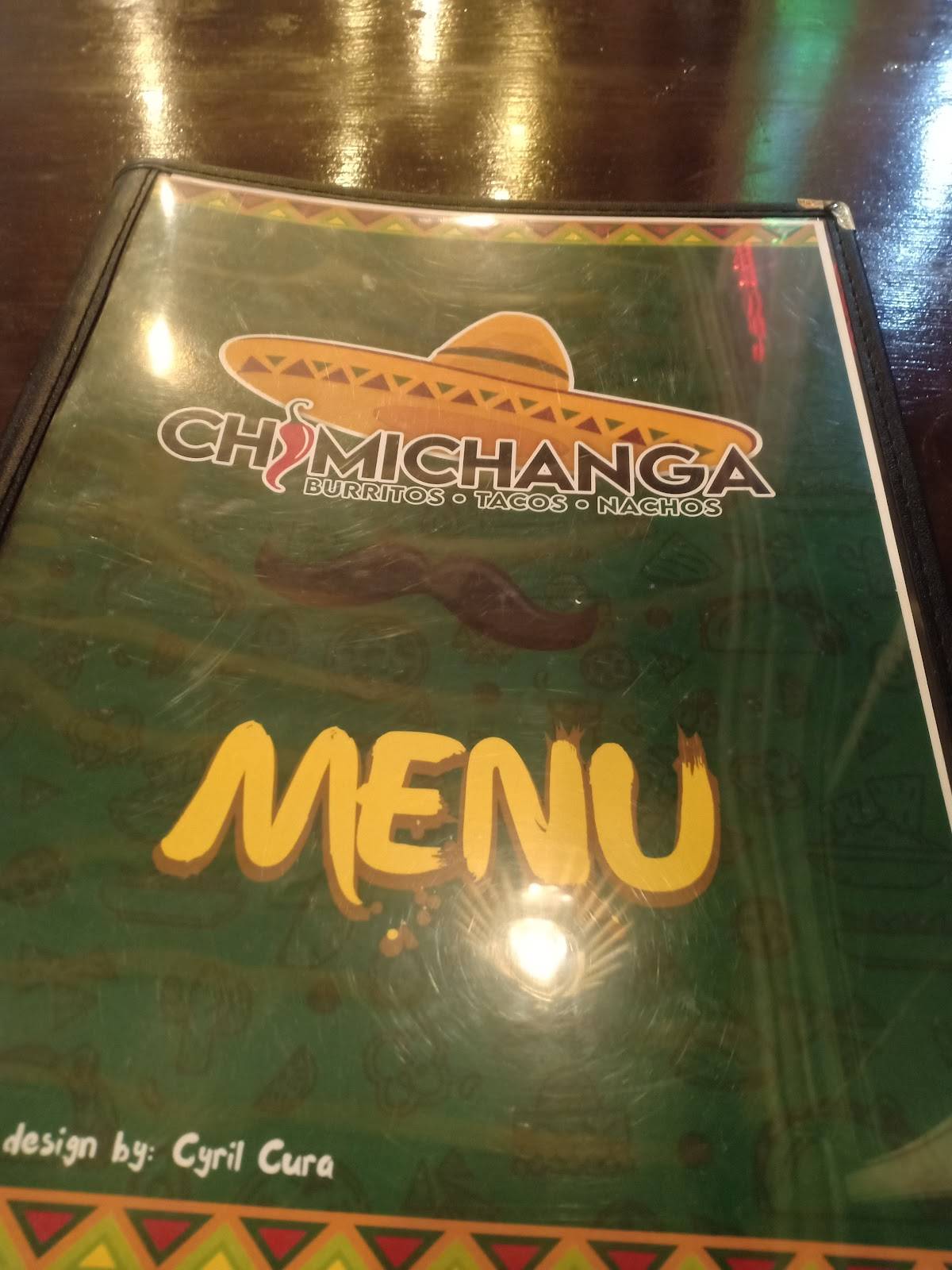 Menu at Jaime's Chimichanga restaurant, Baguio