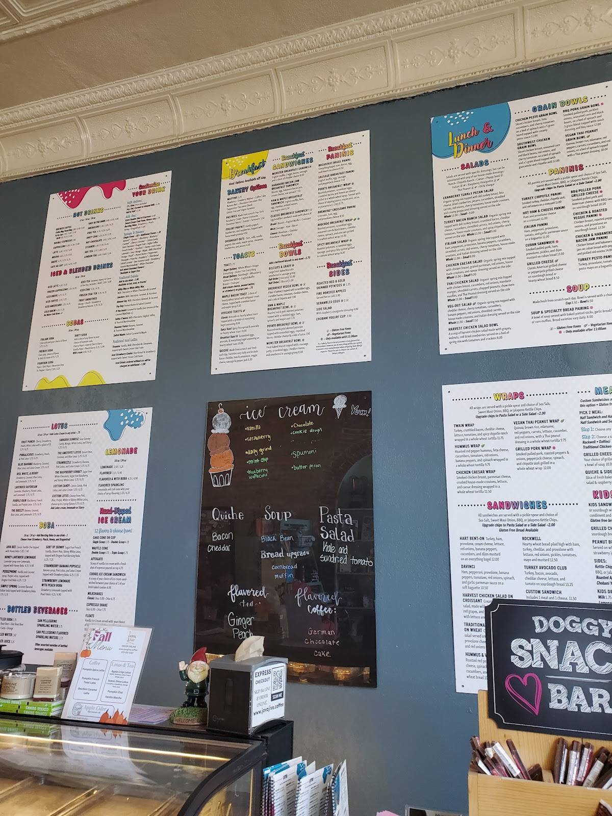 Menu at Java Jive restaurant, Hannibal