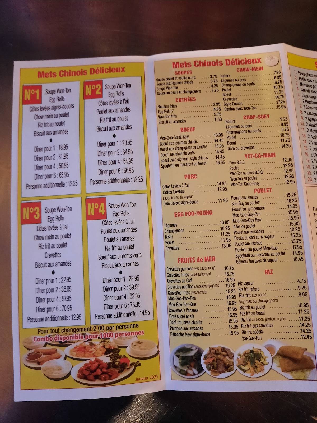 Menu au Restaurant Jimmy, Montréal