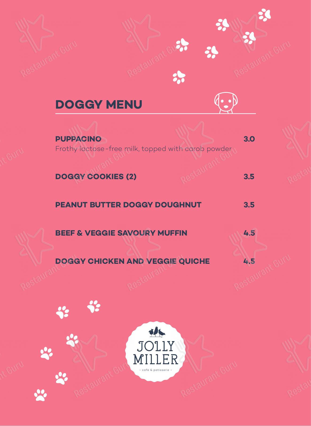 Menu at The Jolly Miller Cafe, Sunbury