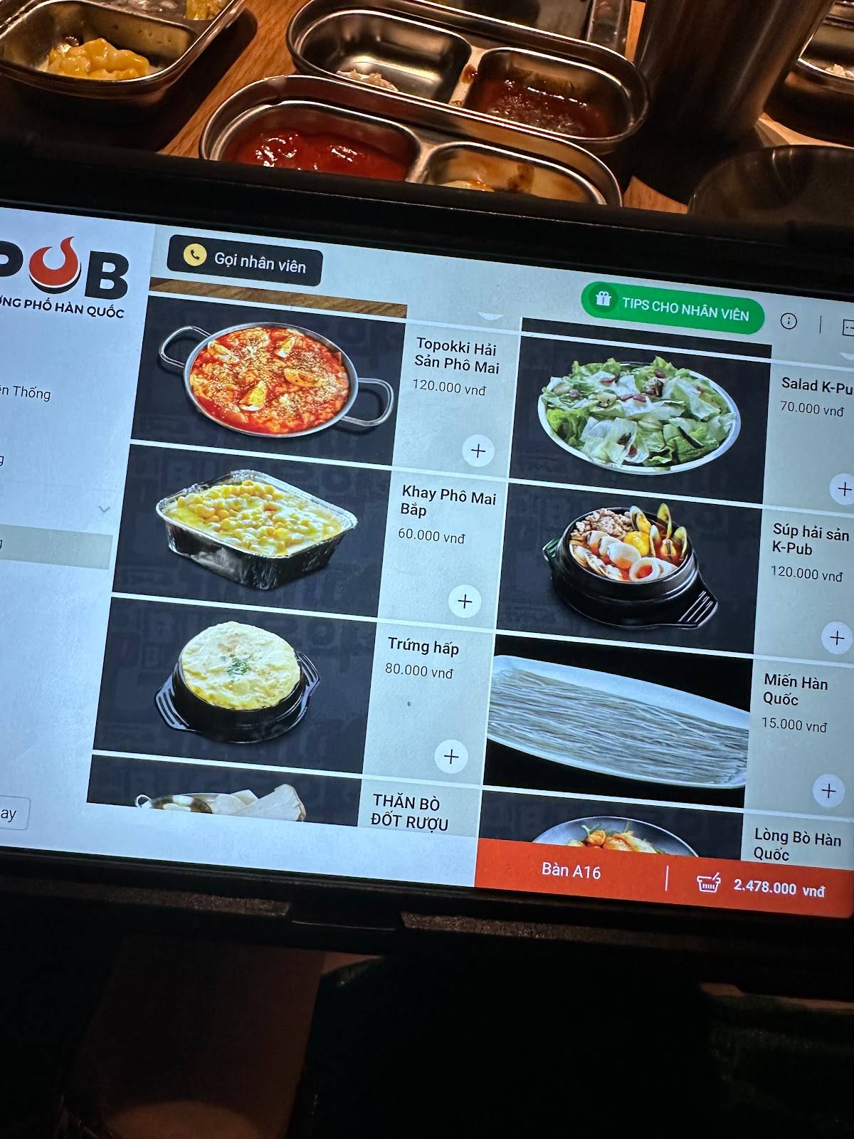 Menu at K-Pub AEON MALL Tân Phú Celadon, Ho Chi Minh City