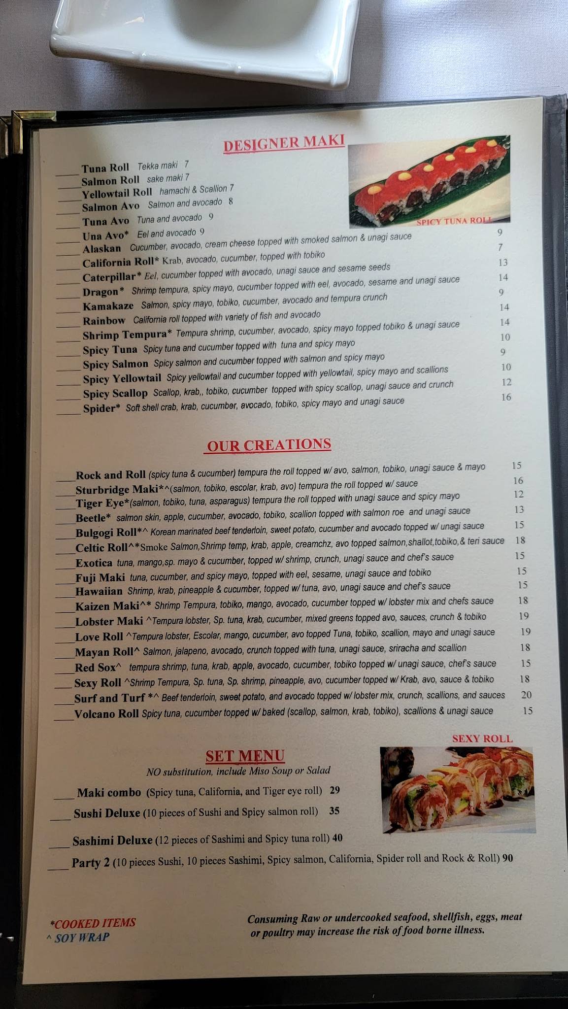 Menu at Kaizen Sushi Bar & Grill, Sturbridge