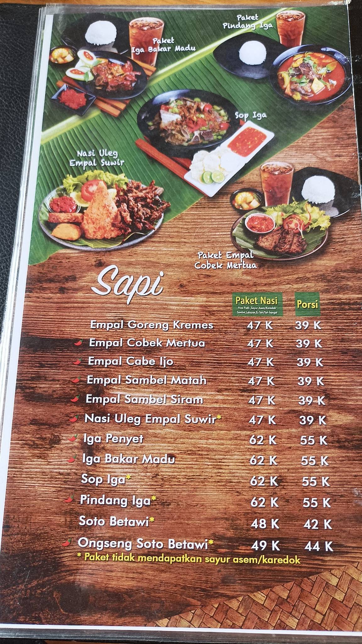 Menu at Kampung Kecil - Warung Pojok Cikarang restaurant, Bekasi Regency