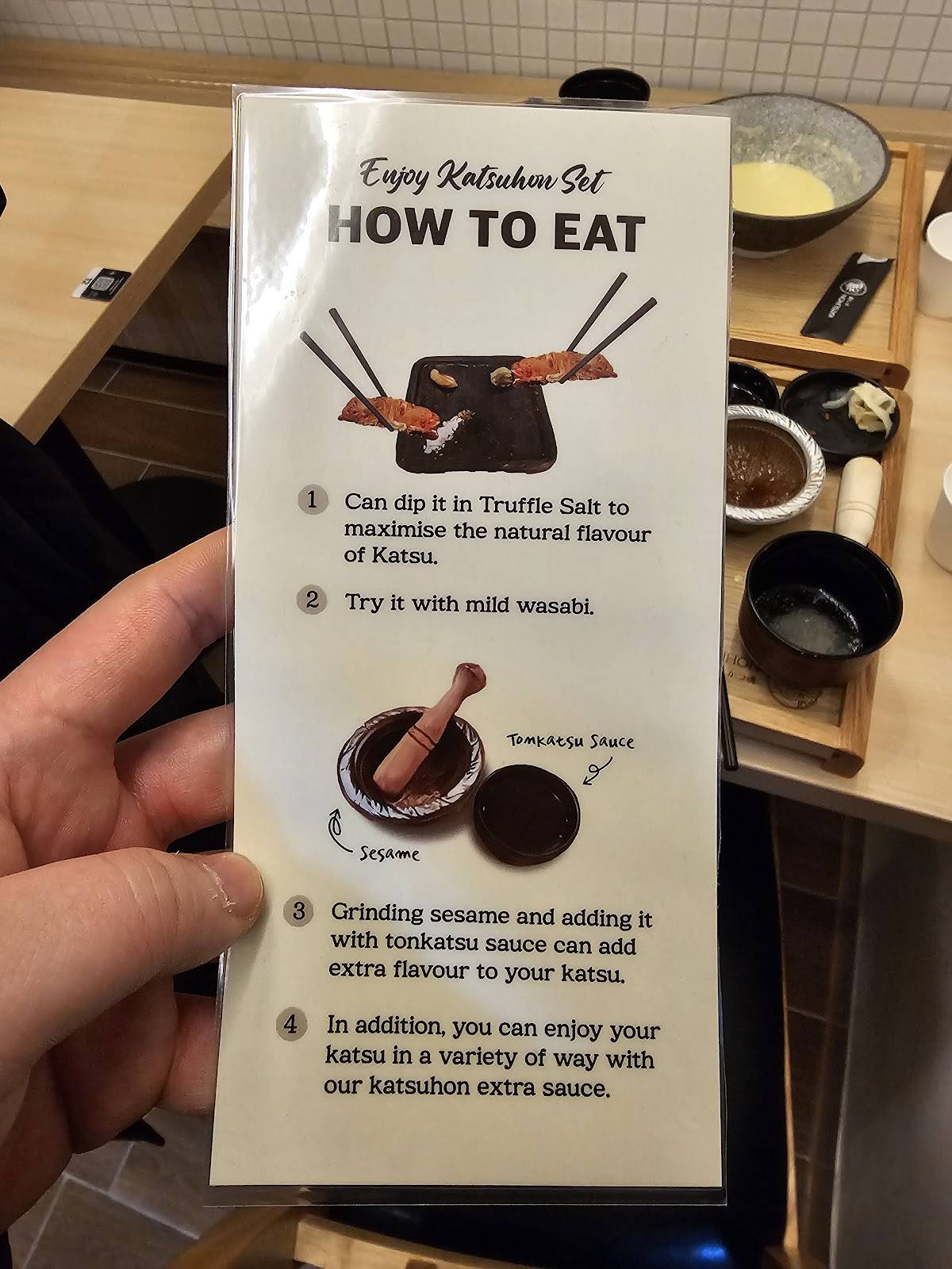 Menu at Katsuhon restaurant, Melbourne