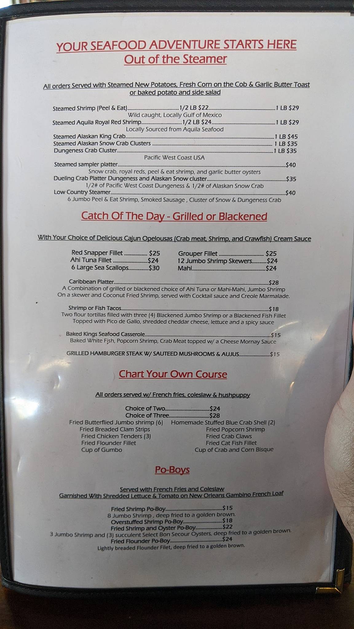 Menu at King Neptune's Seafood Restaurant, Gulf Shores