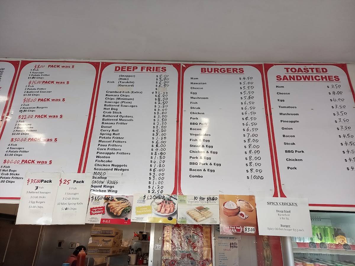 Menu at Kowloon Takeaways restaurant, Hamilton