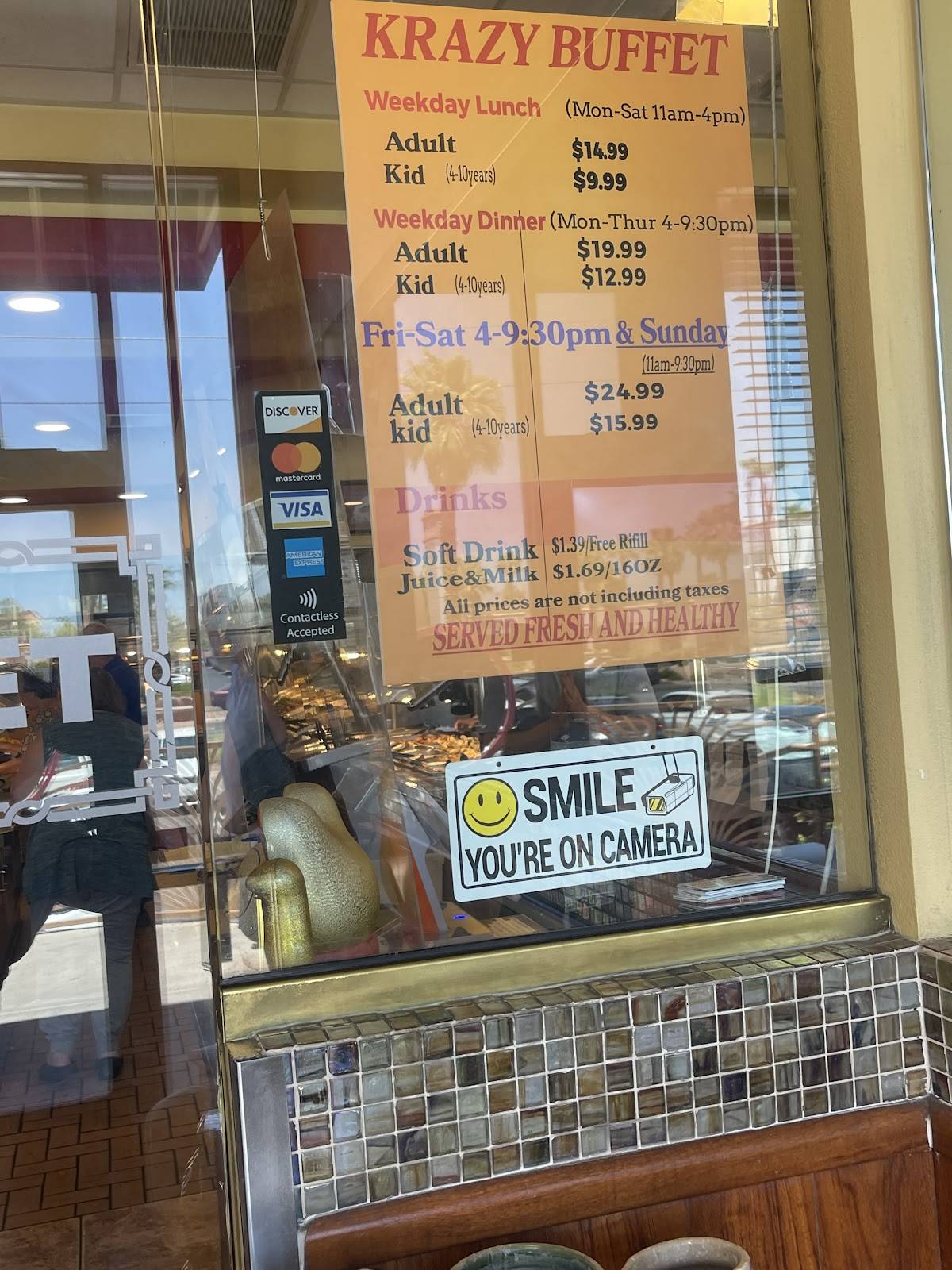 Menu at Krazy Buffet restaurant, Las Vegas, W Sahara Ave