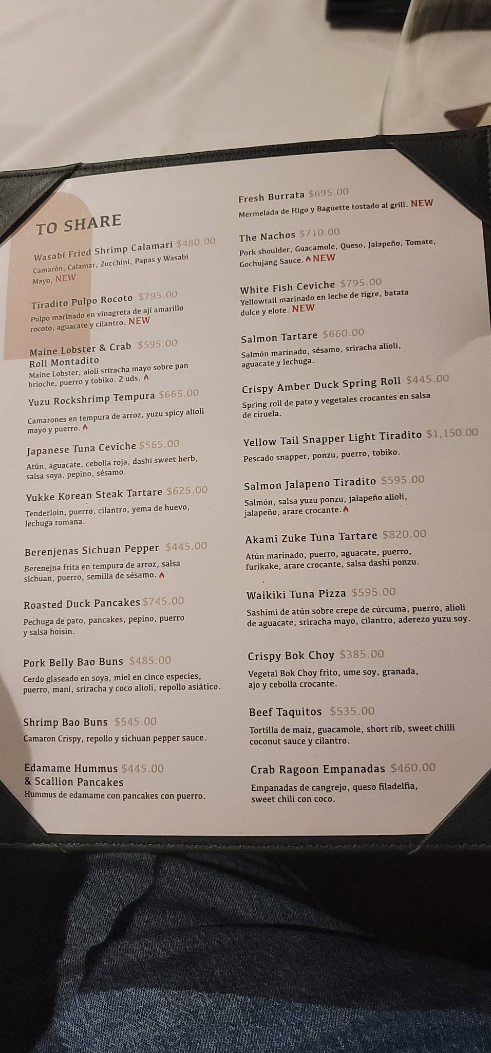 Carta del restaurante LILA - Modern Cuisine, Santo Domingo, C. P.º del ...