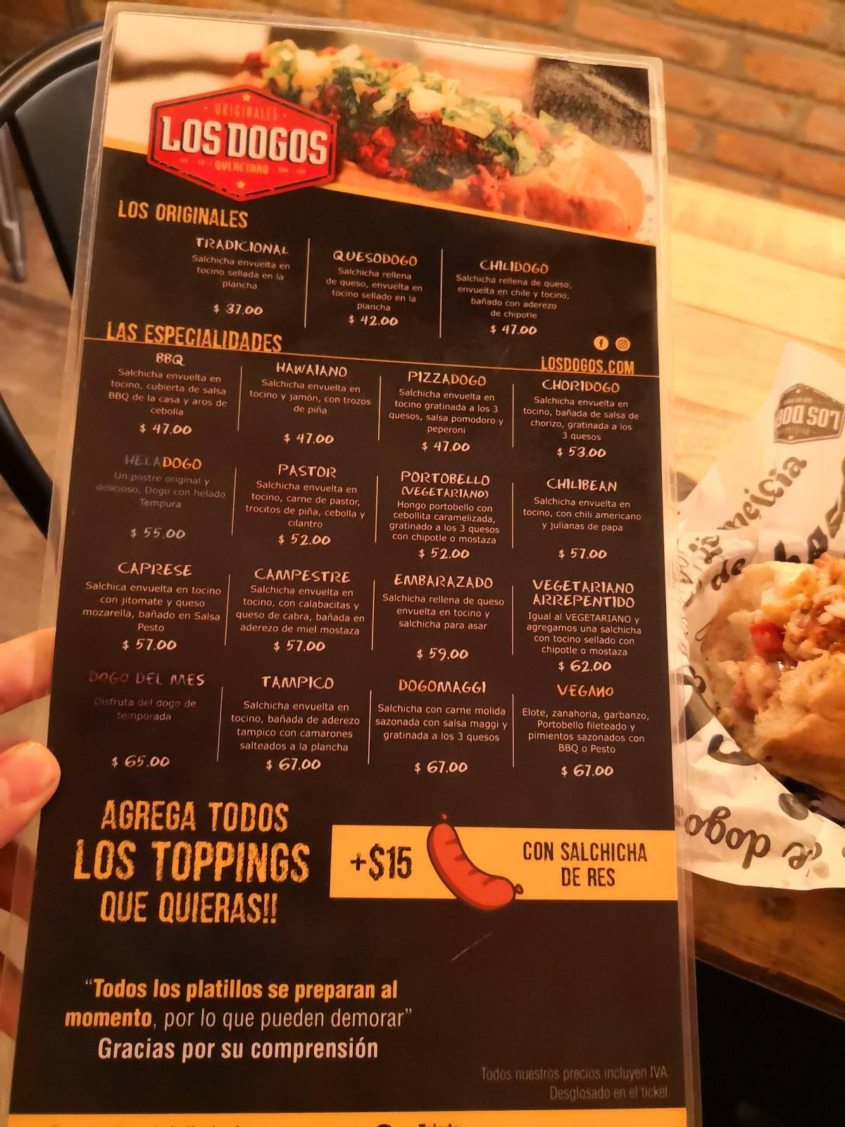 Carta del restaurante LOS DOGOS ORIGINALES TEJEDA, Santiago del ...