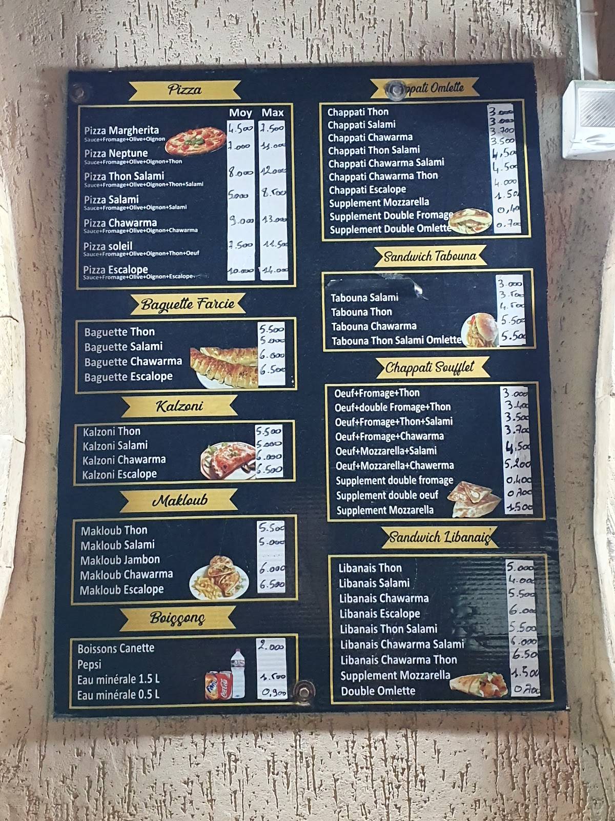 Menu at Restaurant La Barque, Chebba