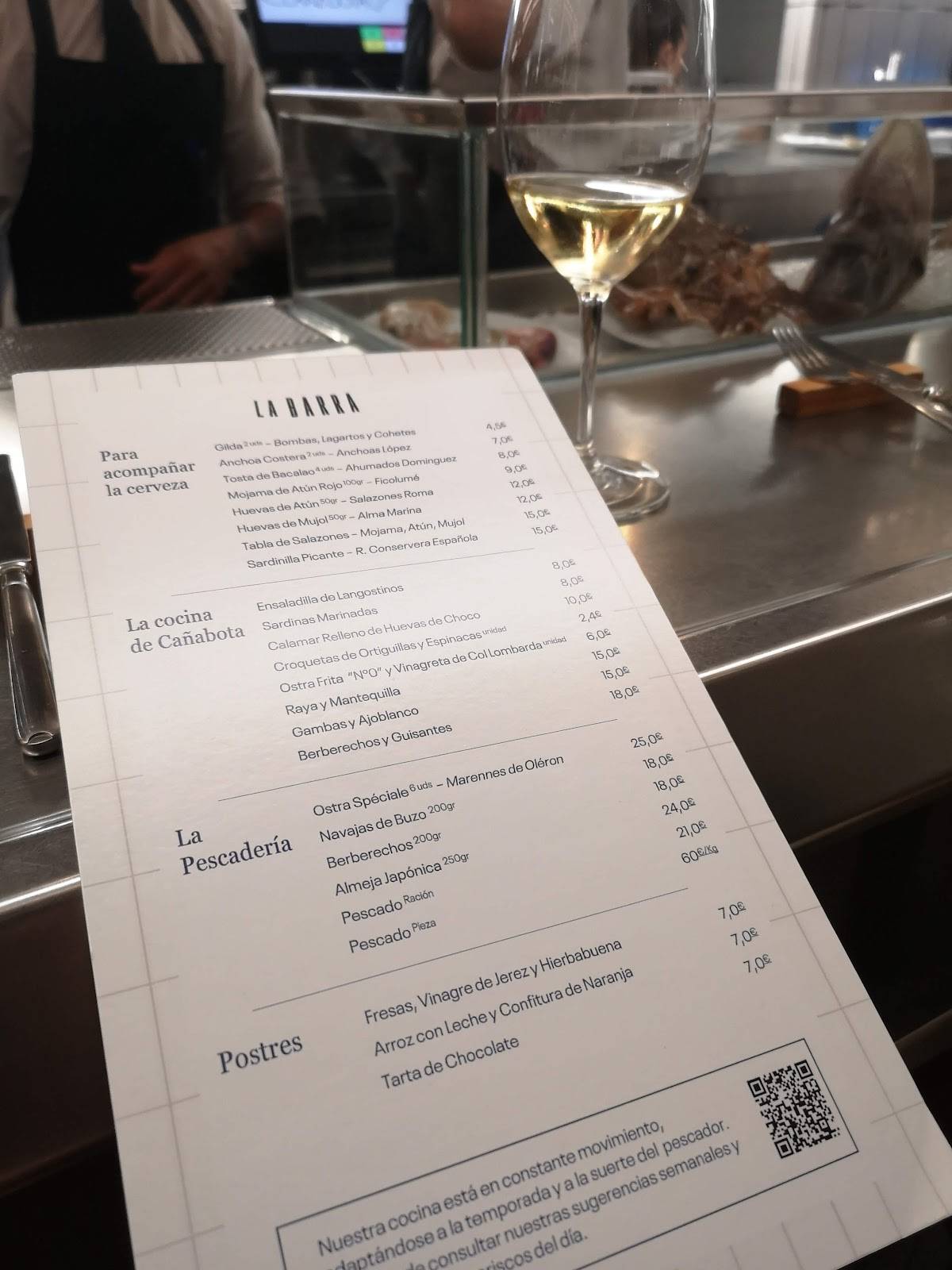 Menu at LA BARRA DE CAÑABOTA, Seville, C. Orfila