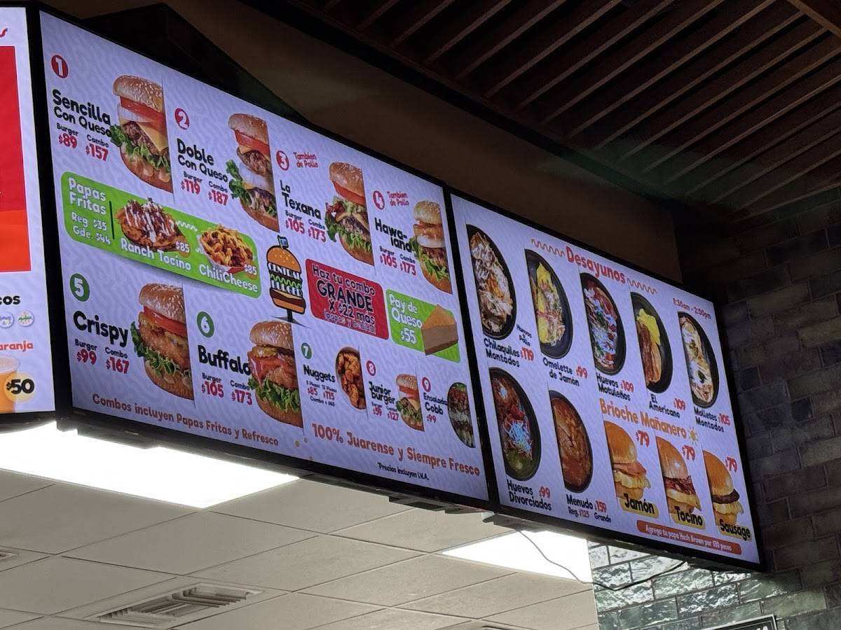 Menu at La Central Burger restaurant, Ciudad Juarez