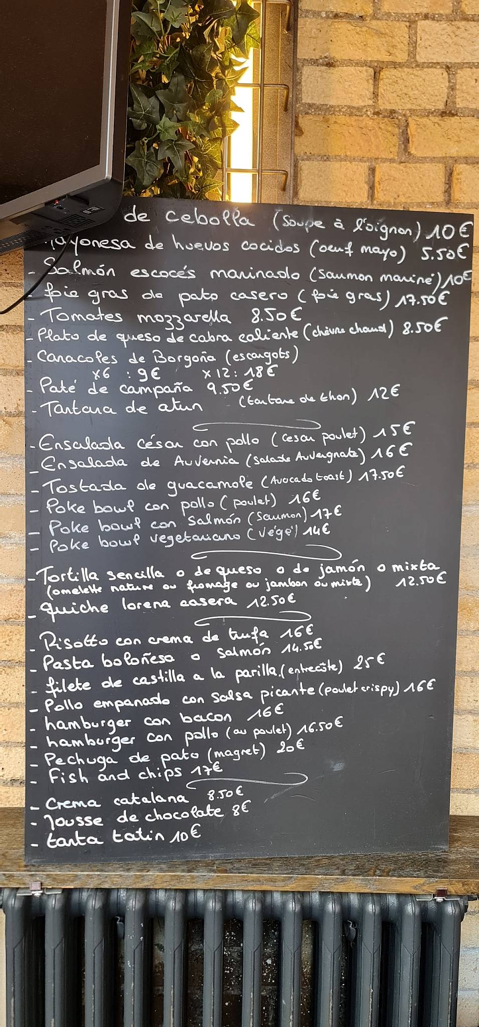 Menu at La Maison d'Isabelle restaurant, Paris