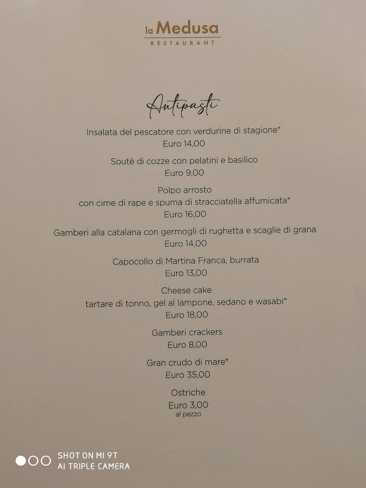 Menu da Ristorante La Medusa, Porto Cesareo
